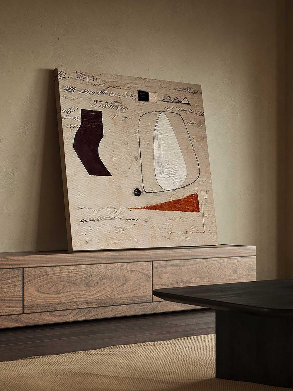 Vintage Minimalist Art Framed Minimalist Modern Abstract Painting ...