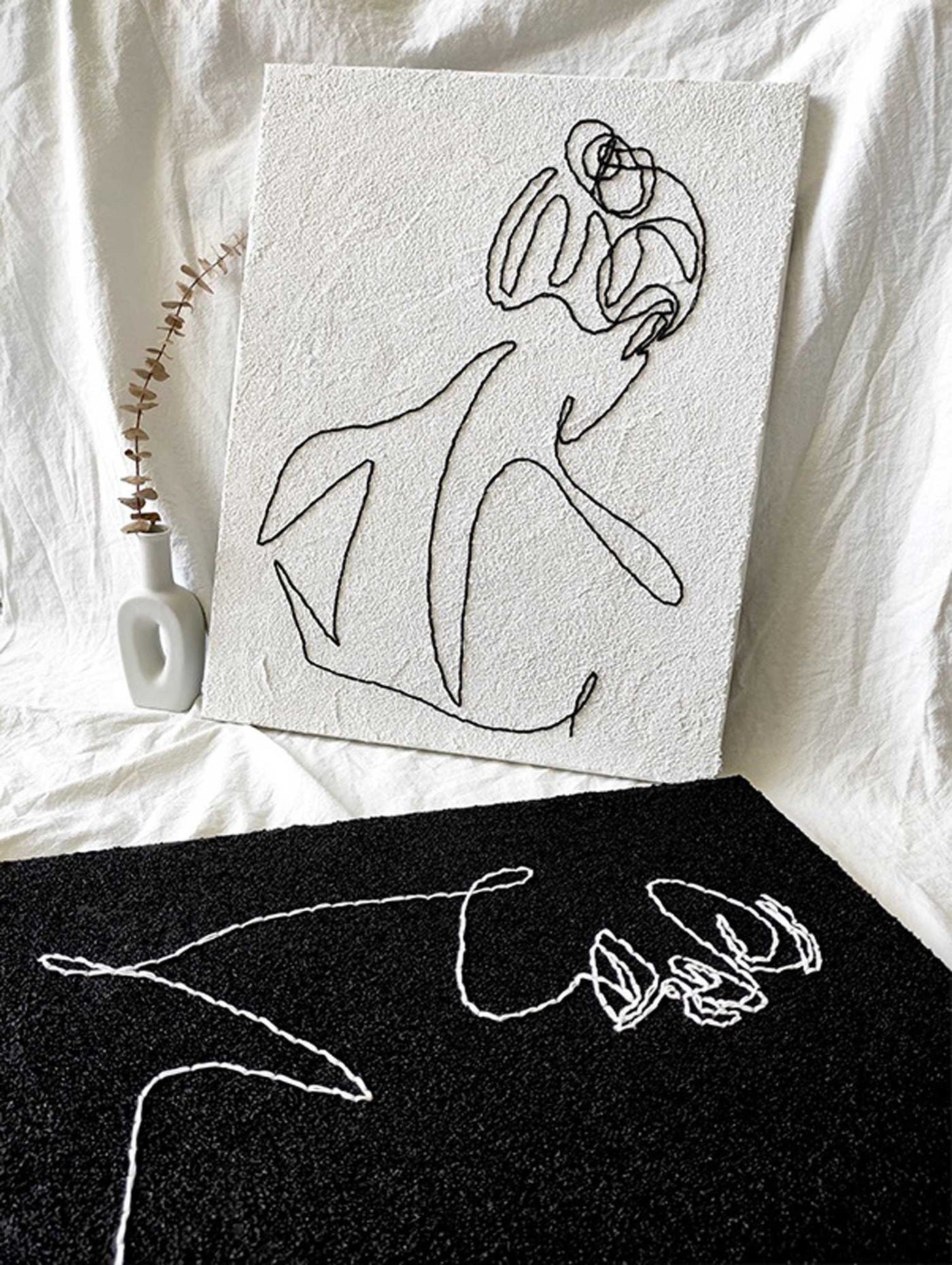 2 Piece Female Minimalist Line Canvas Art Set Of 2 Black And White ...
