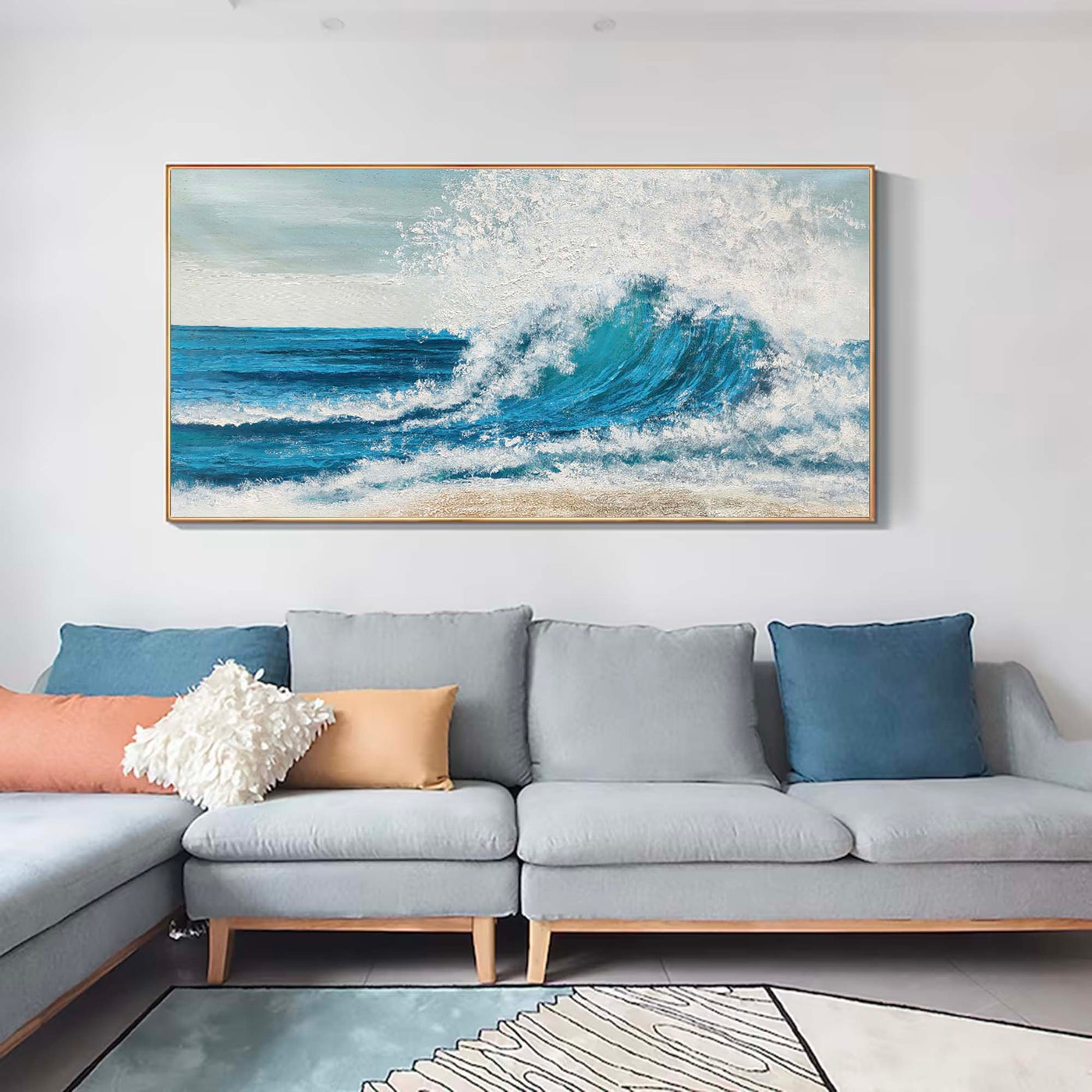 Original Ocean Wave Oil Painting On Canvas 3D Minimalist Textured ...