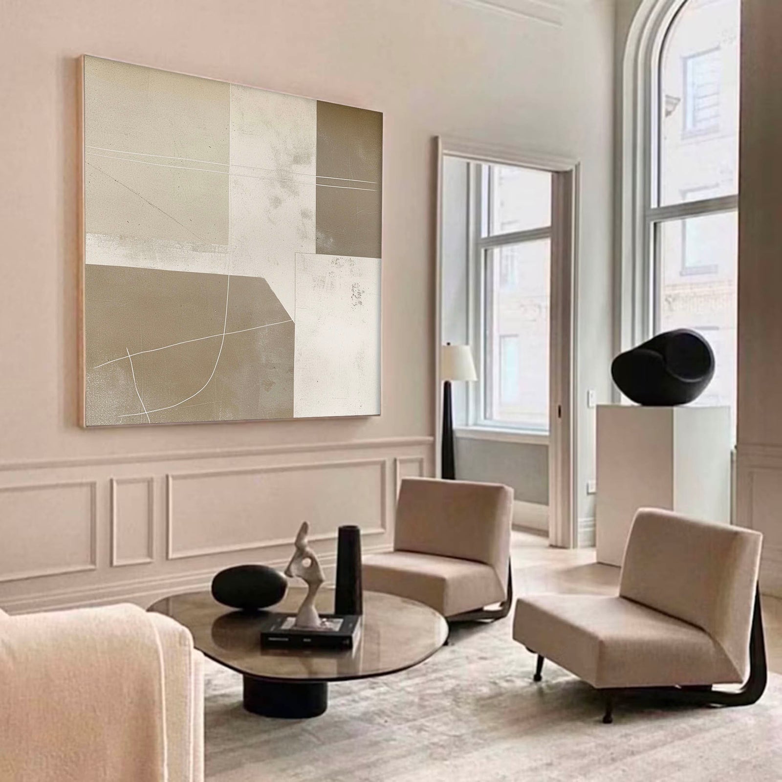 Beige Minimalist Abstract Painting Original Beige Minimalist Wall Art ...