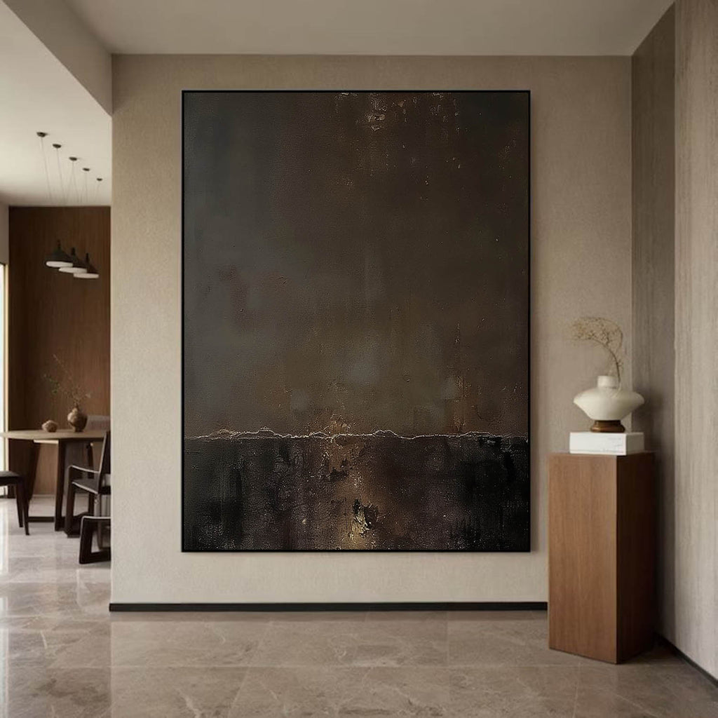 Brown Wabi Sabi Minimalist Wall Art Brown Modern Minimalist Canvas Painting Large Wabi-Sabi ...