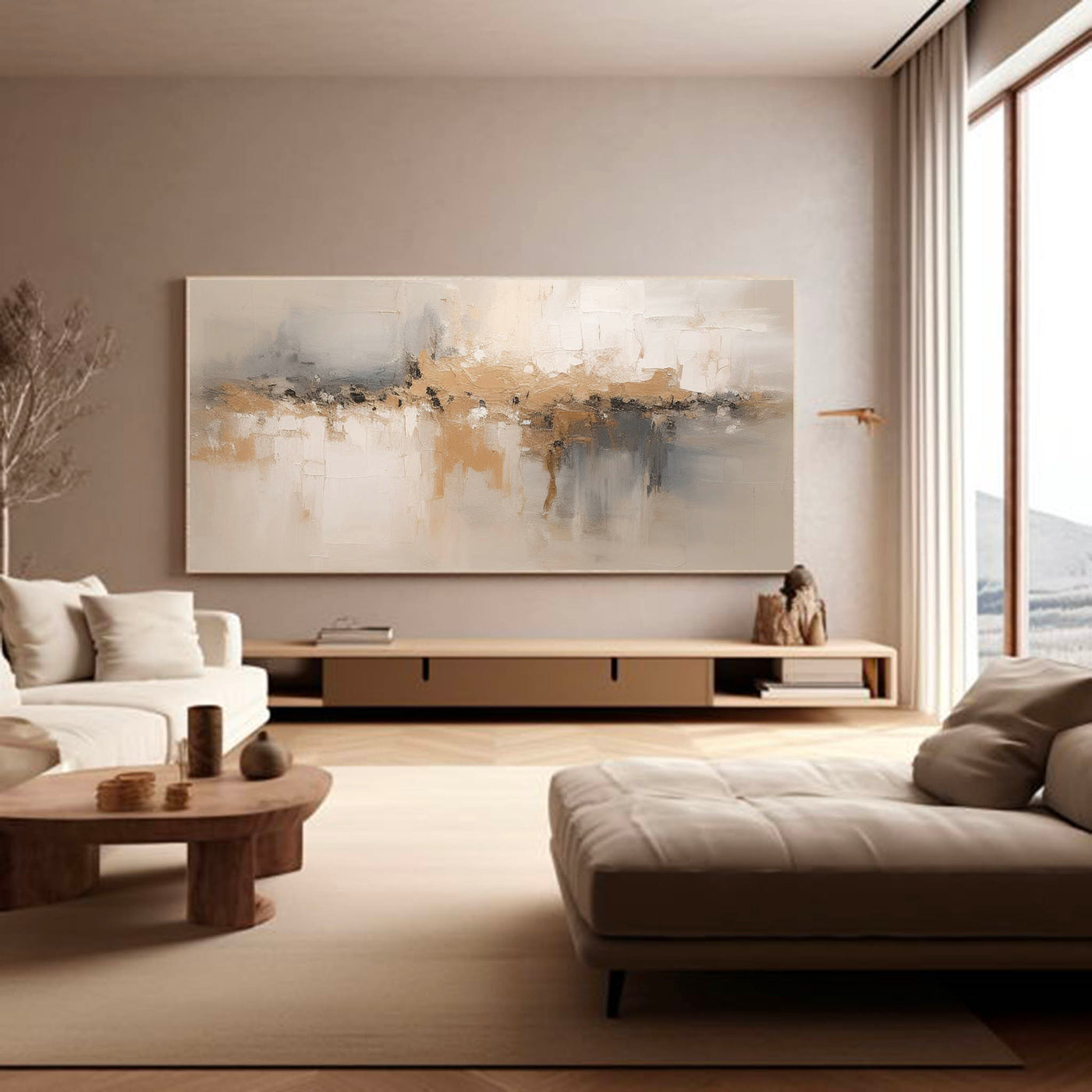 Minimalist Beige Abstract Wall Art Modern Beige Texture Painting Nordic ...