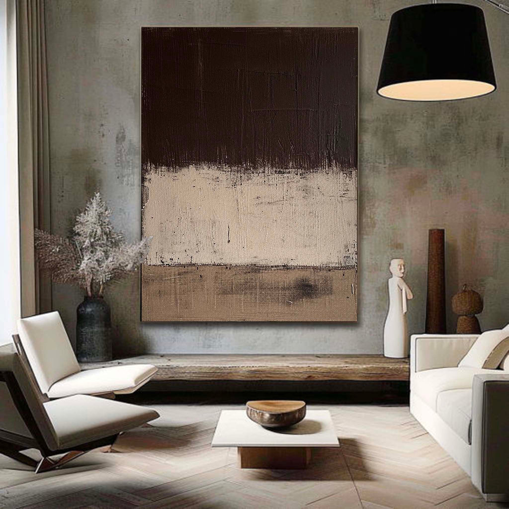 Dark brown and Beige Minimalist Painting Beige and Brown Abstract ...
