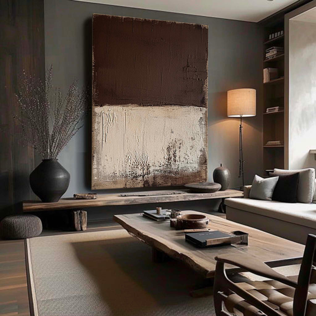 Large Brown And Beige Minimalist Abstract Painting Large Beige Textured ...