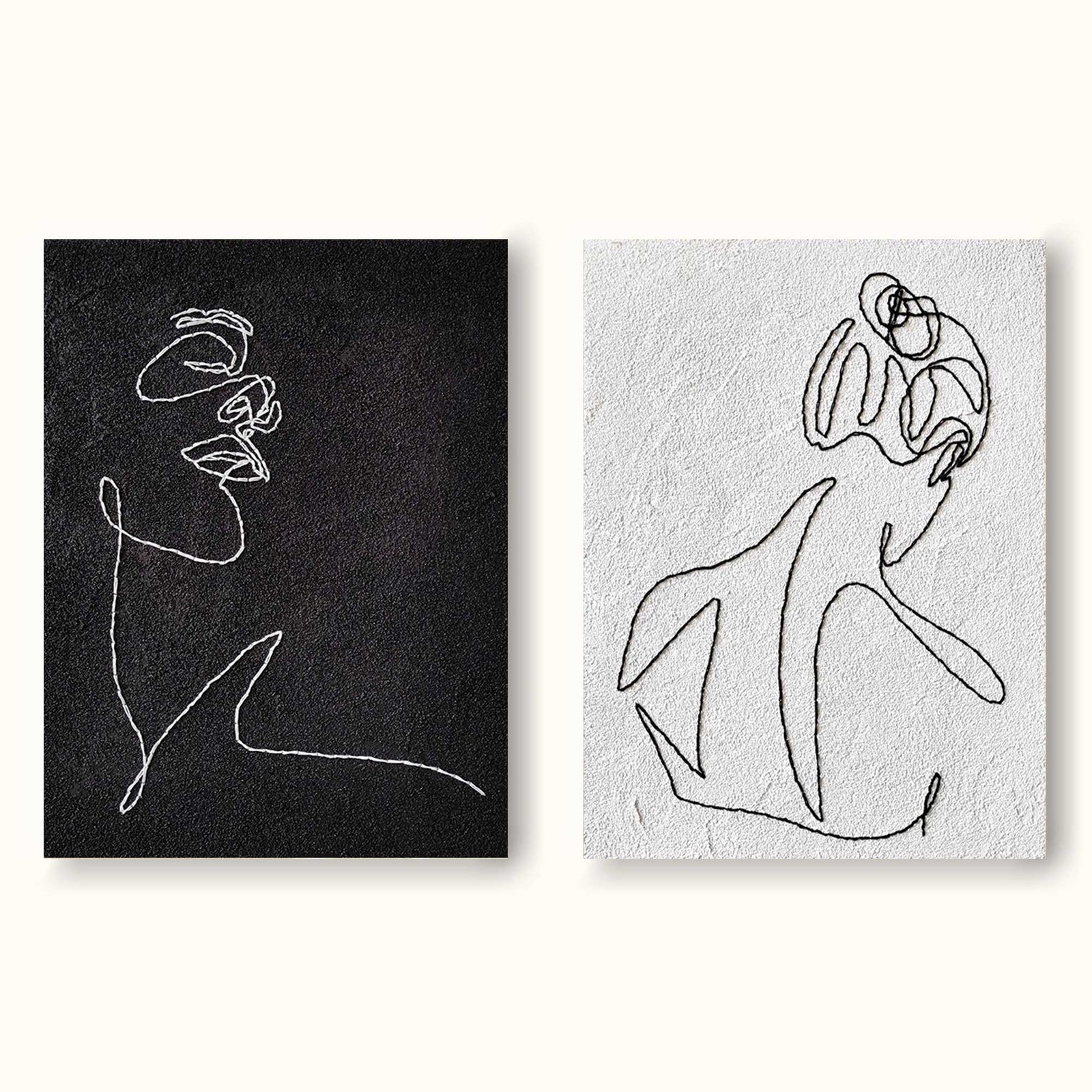 2 Piece Female Minimalist Line Canvas Art Set Of 2 Black And White ...