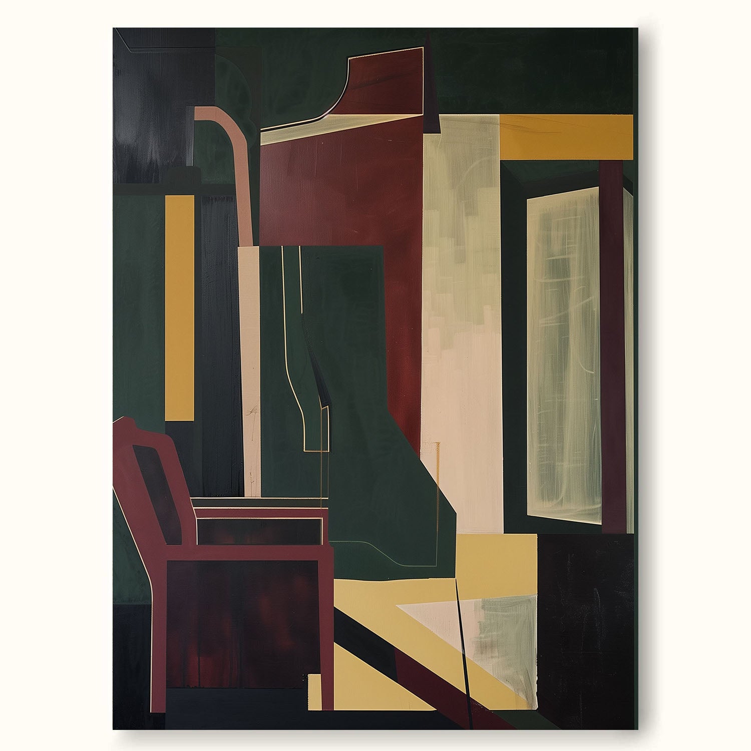 Retro Dark Wall Art Vintage Abstract Oil Painting Mid Century Wall Art ...