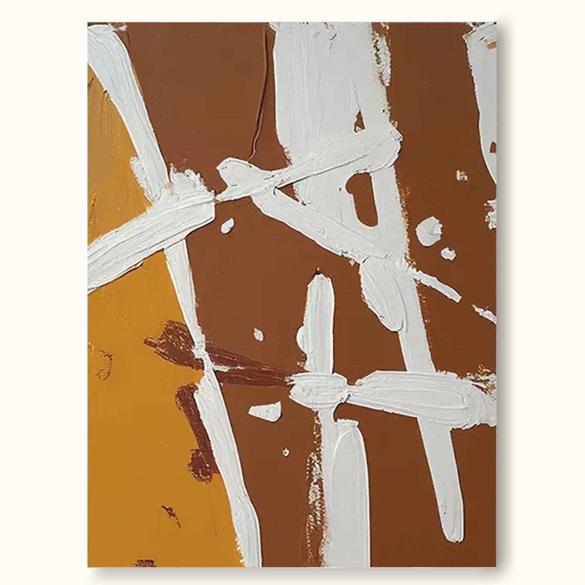 Acrylic Minimalist Abstract Painting Yellow And White Large Minimalist ...