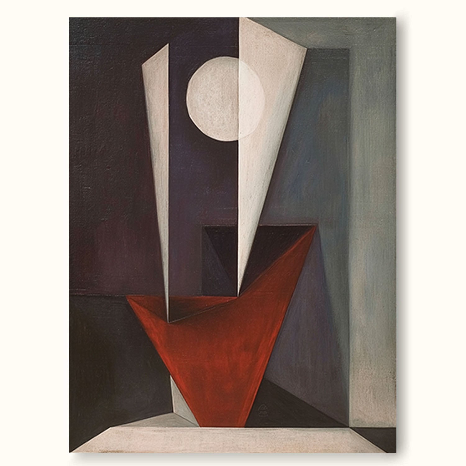 Large Red And Beige Abstract Wall Art Original Geometric Abstract ...