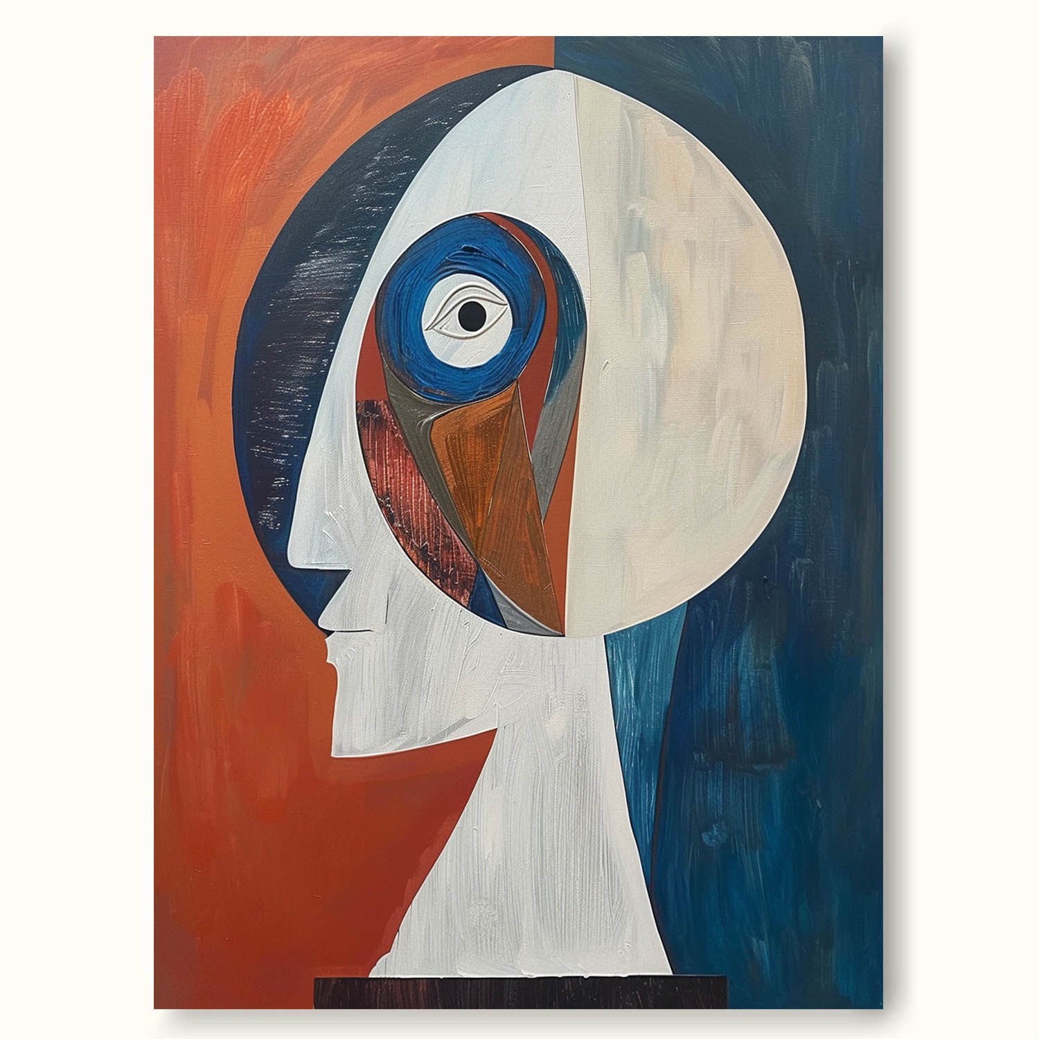 Minimalist Abstract Face Painting Geometric Handmade Oil Portrait On ...