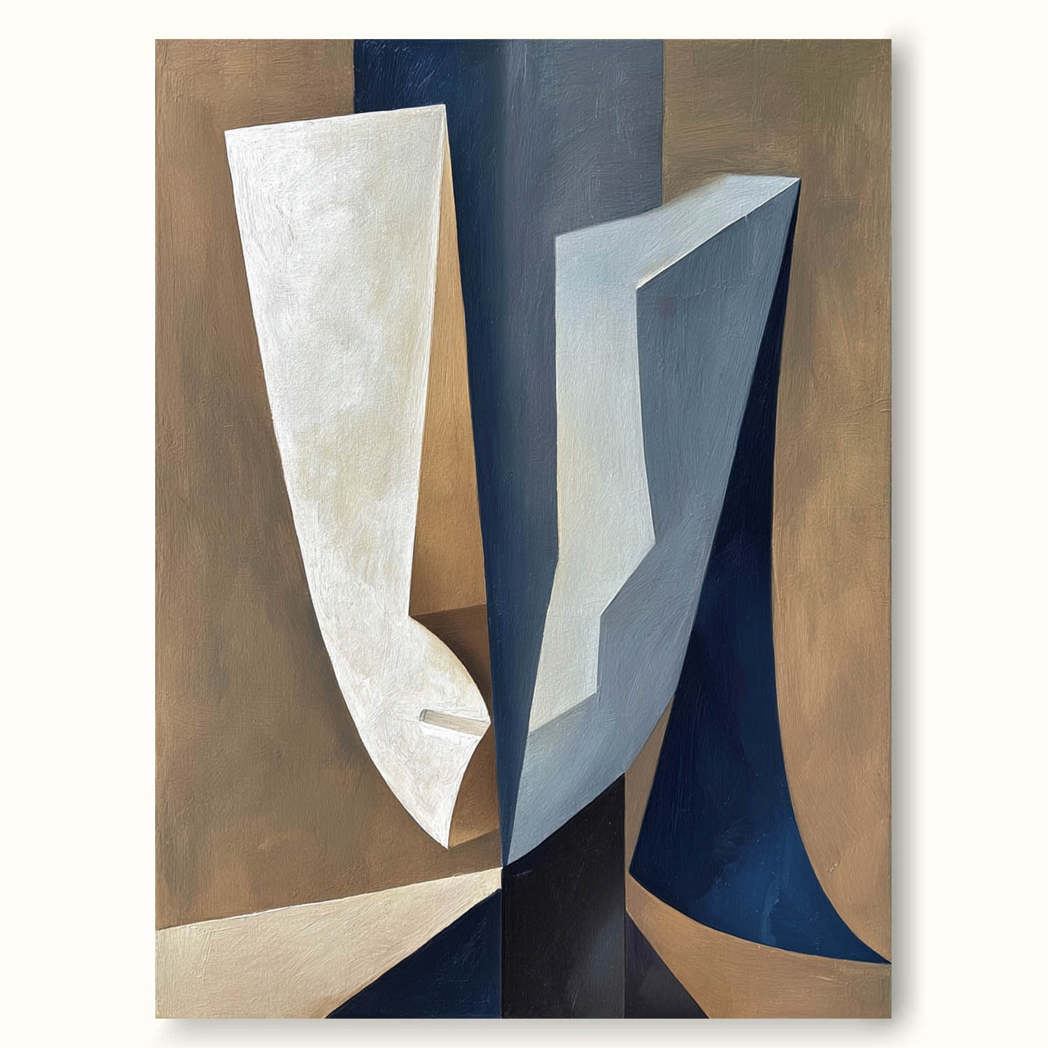 Large Minimalist Geometric Face Art Hand-Painted Abstract Geometric ...