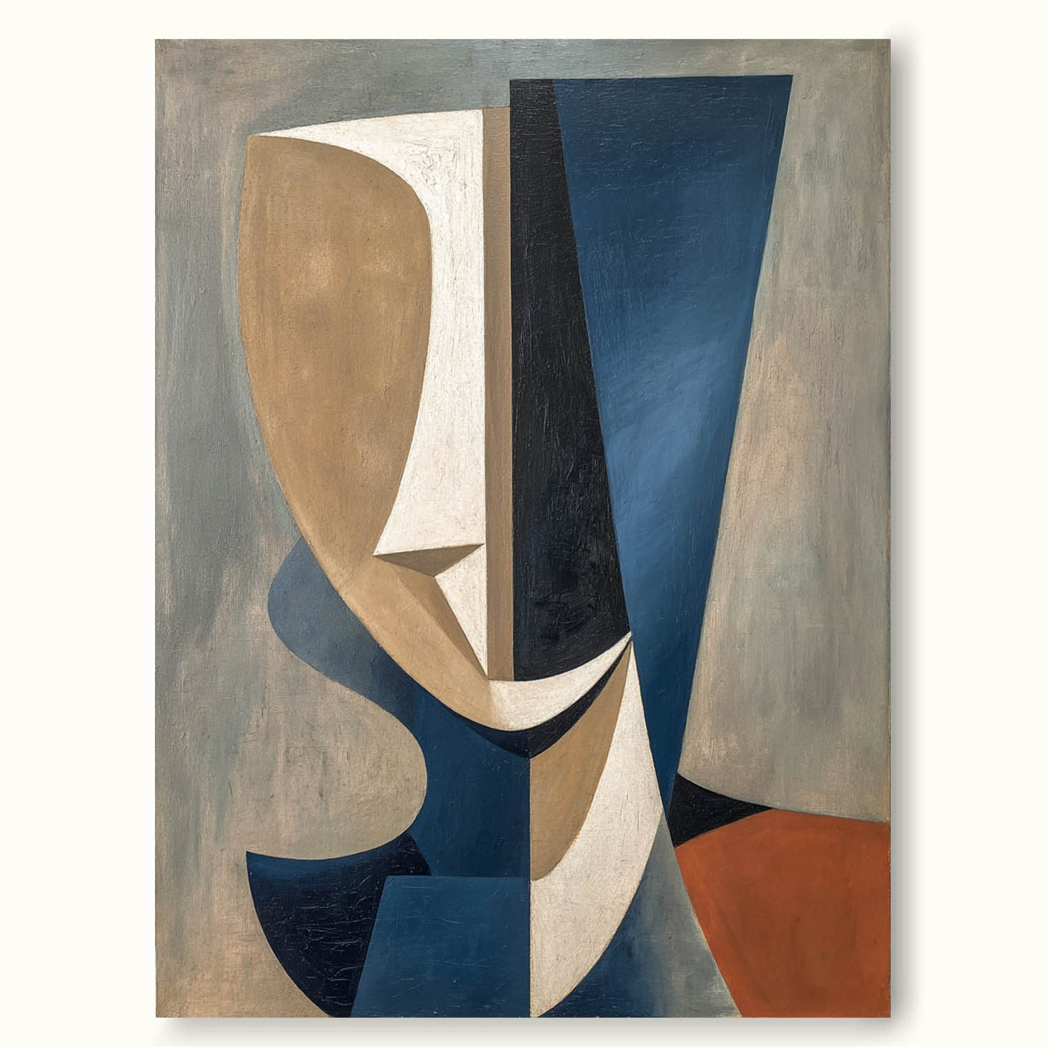 Large Blue and Brown Abstract Face Wall Art Minimalist Abstract Face ...
