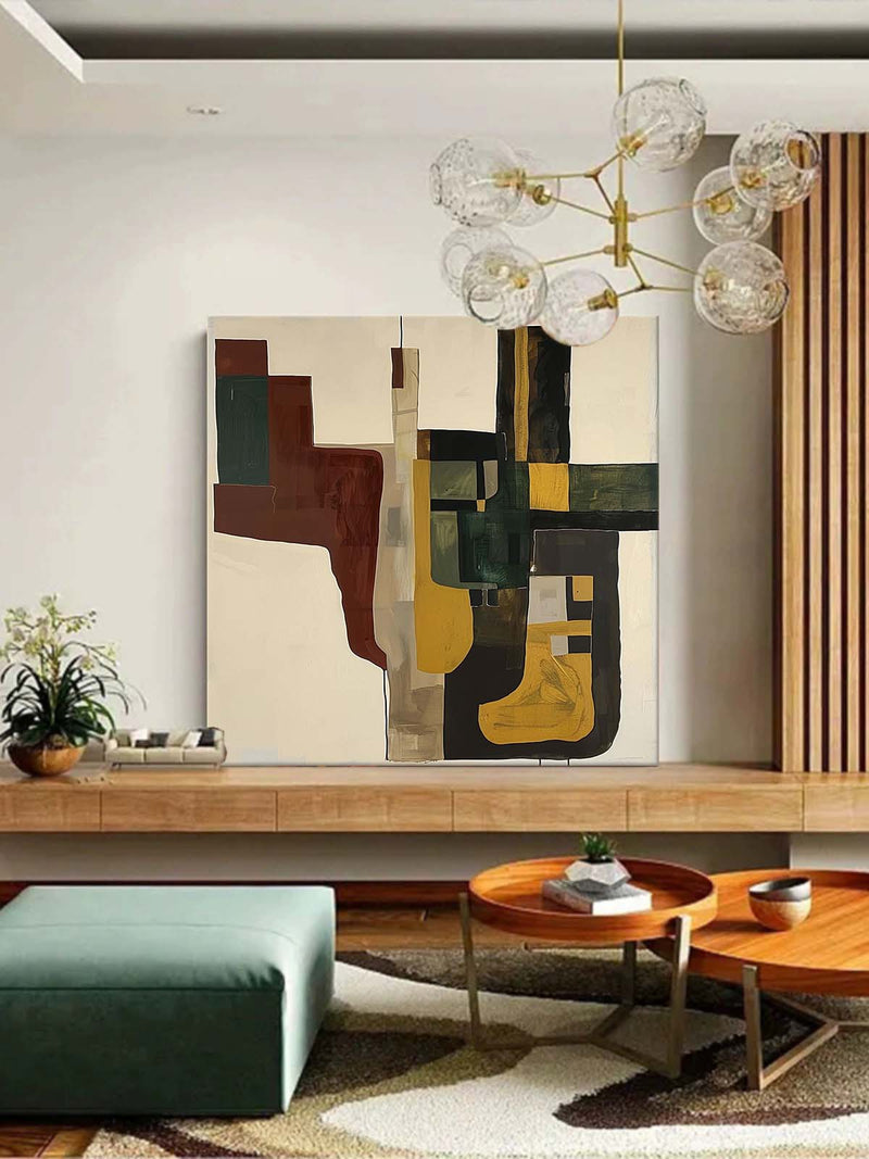 Large Retro Abstract Art Original Stretched Canvas Print Minimalist ...