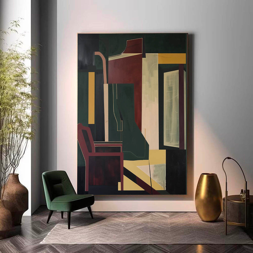 Retro Dark Wall Art Vintage Abstract Oil Painting Mid Century Wall Art ...