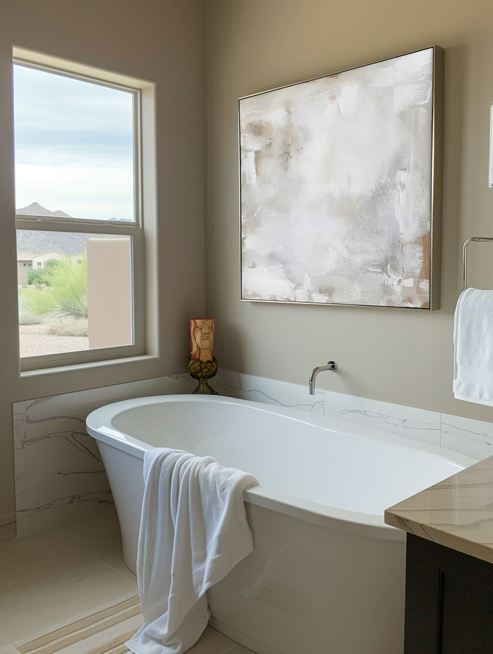 Vintage White Abstract Canvas Painting Original Minimalist Acrylic Art ...