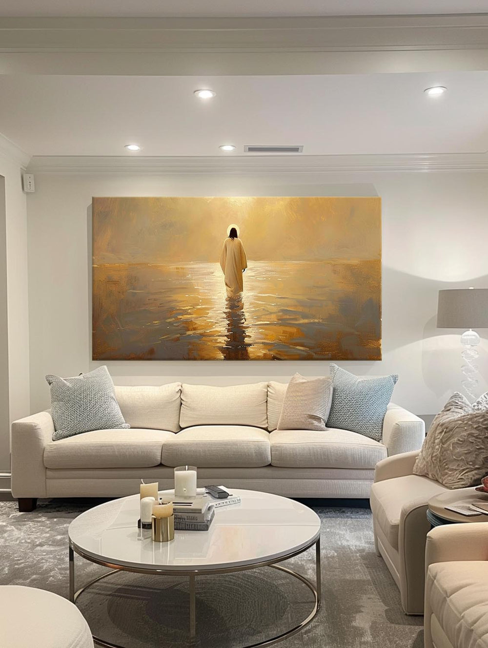 Original Painting Of Jesus On Sea Large Abstract Jesus Walking On Beach ...