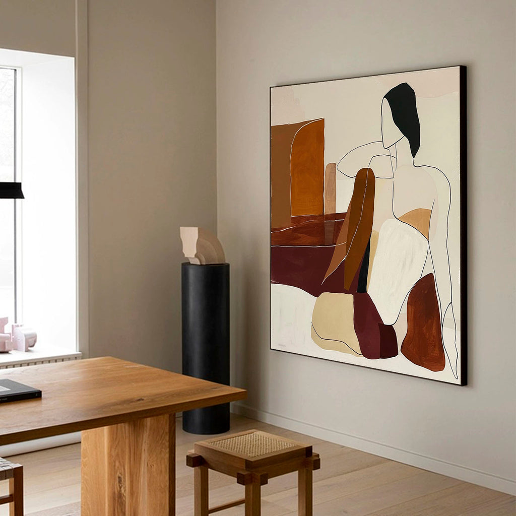 Vintage Women Abstract Painting Framed Woman Wall Art Decor Large ...