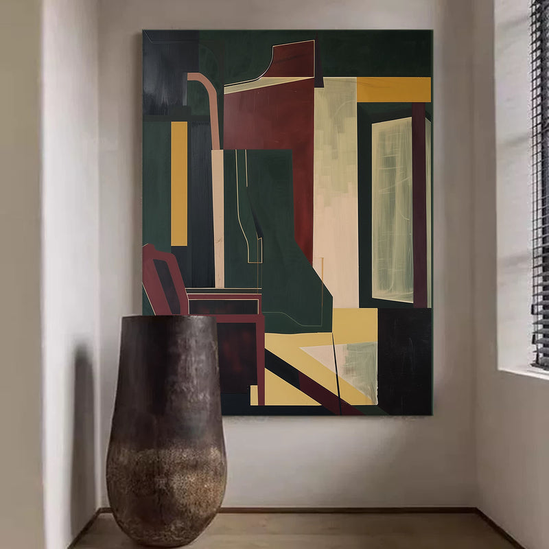 Retro Dark Wall Art Vintage Abstract Oil Painting Mid Century Wall Art ...