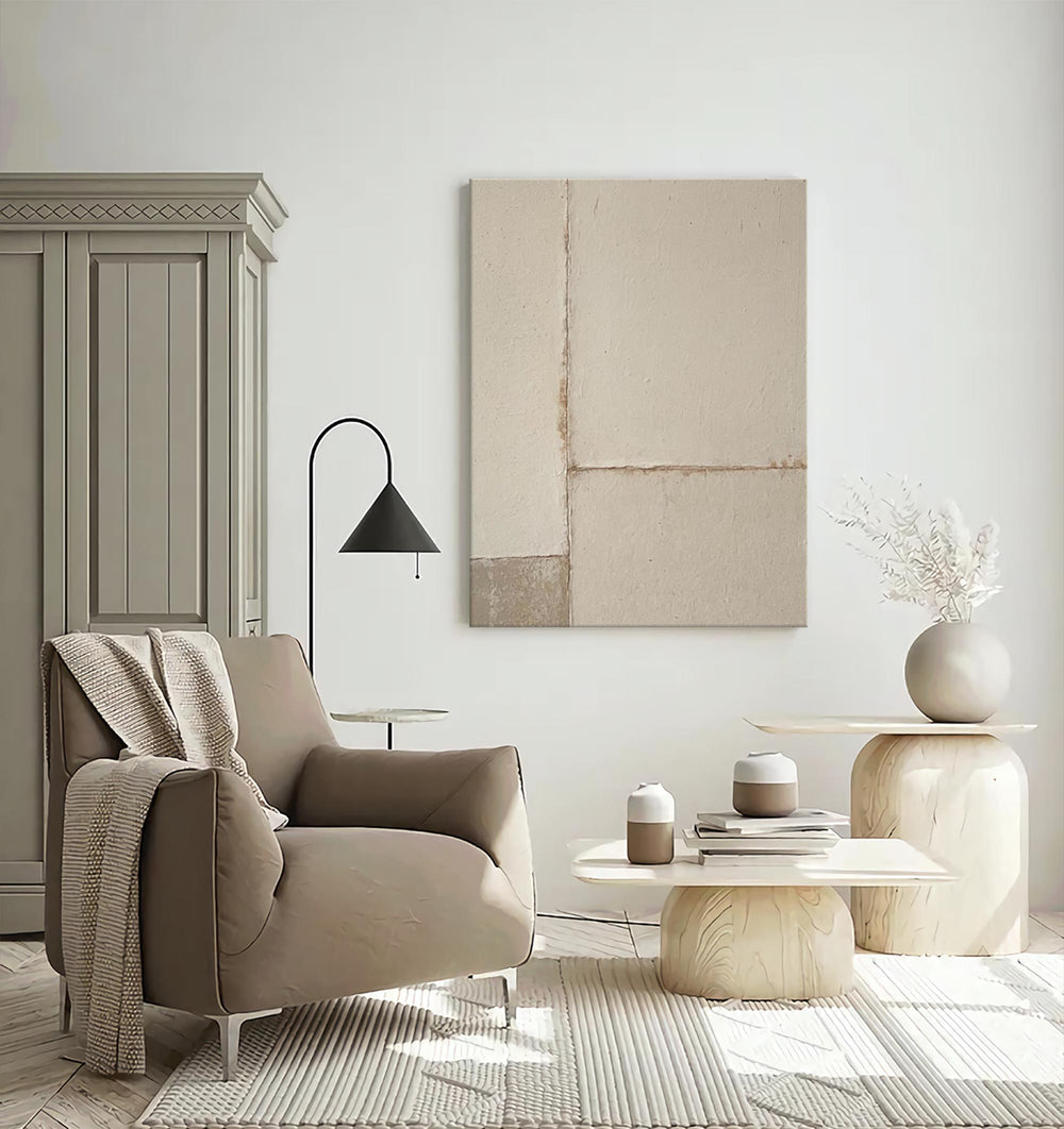 Large Pure Beige Minimalist Painting Neutral Beige Minimal Wall Art ...