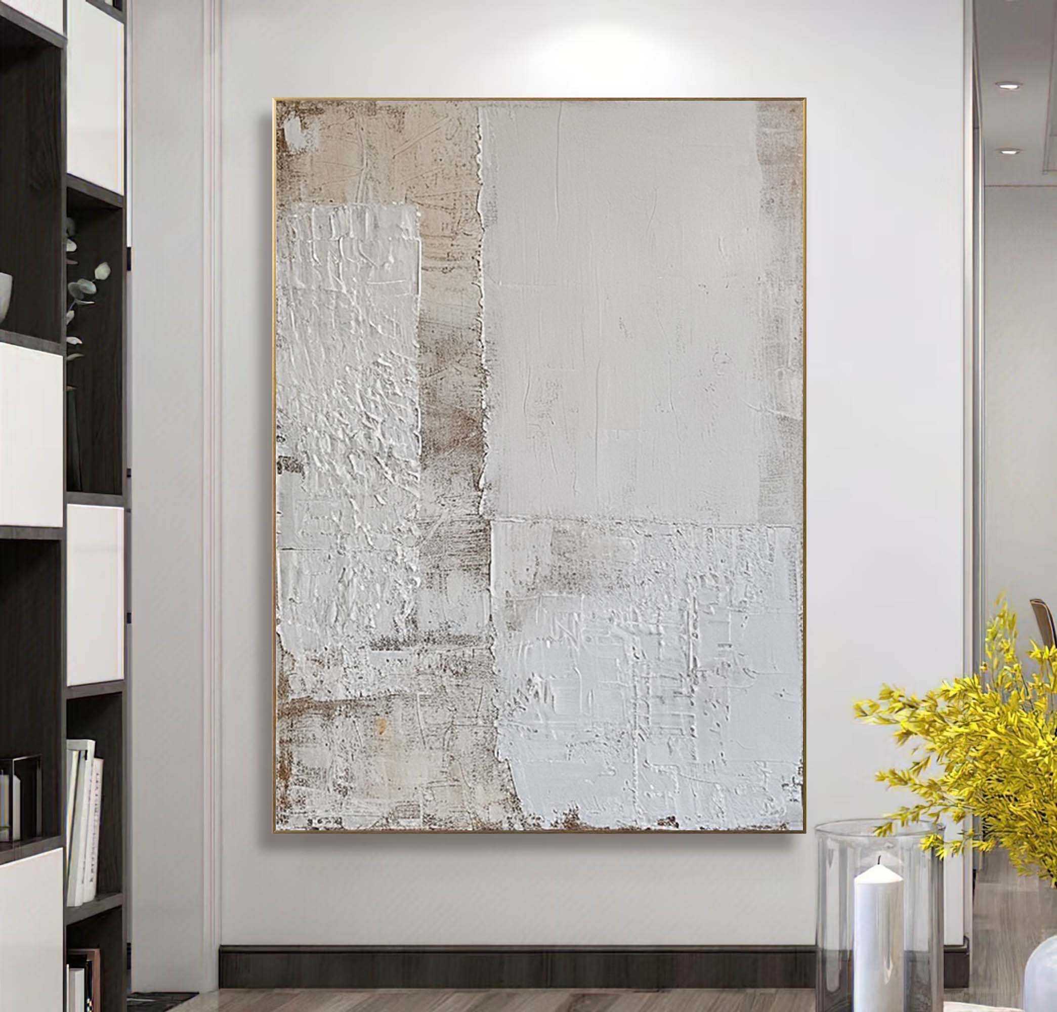 Large Beige And White Minimalist Wall Art Large Beige Textured Wall Art ...