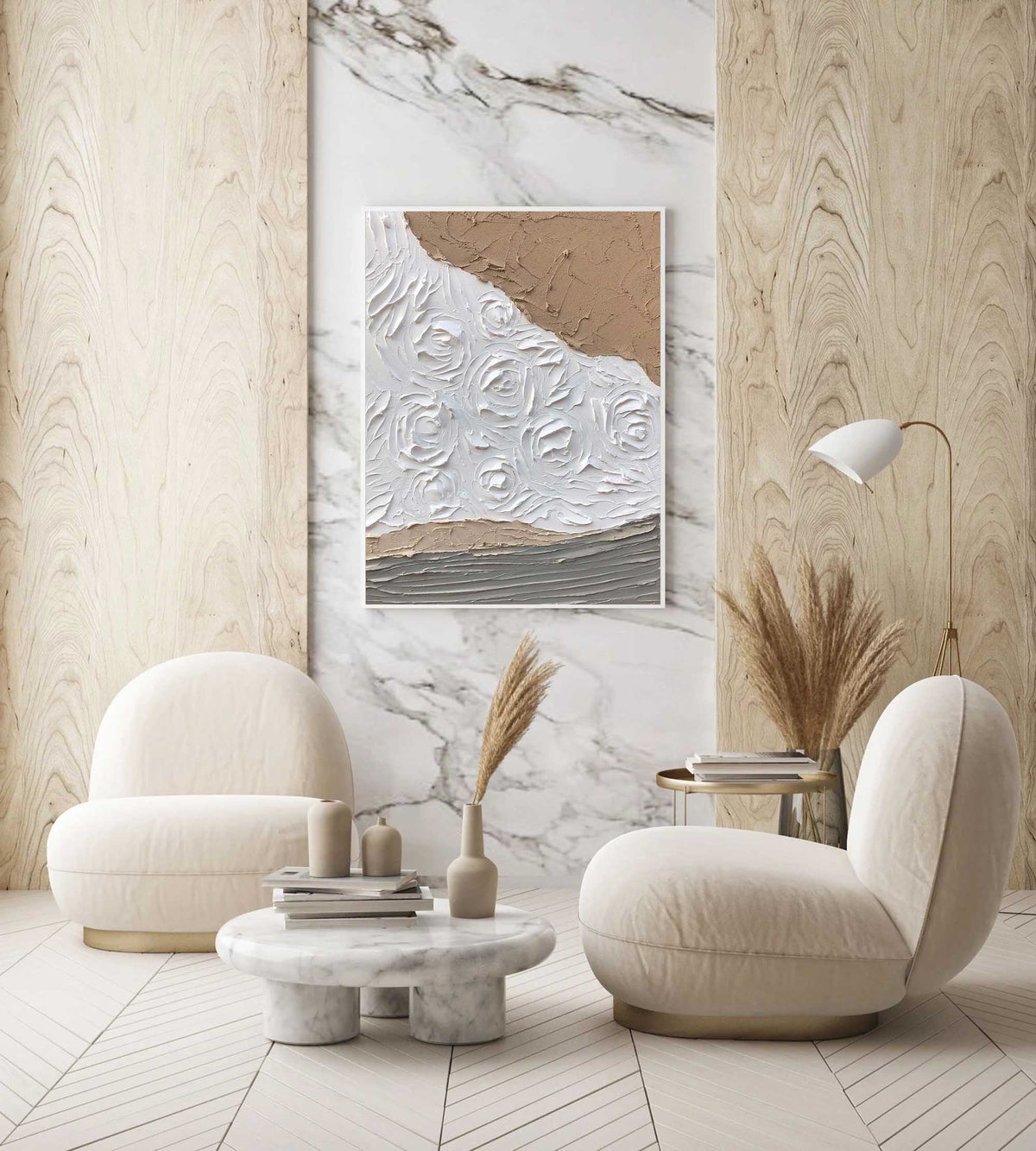 White Minimalist 3D Texture Painting Large Abstract Texture Art White ...