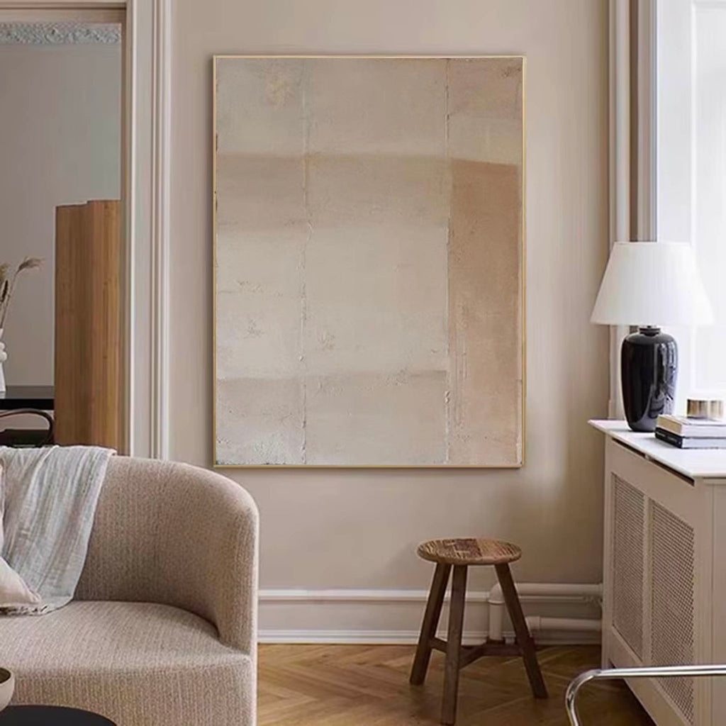 Beige Abstract Canvas Wall Art Minimalist Beige Textured Painting Wabi ...