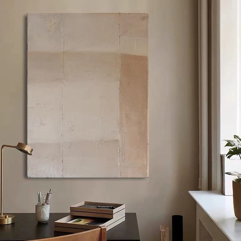 Beige Abstract Canvas Wall Art Minimalist Beige Textured Painting Wabi ...