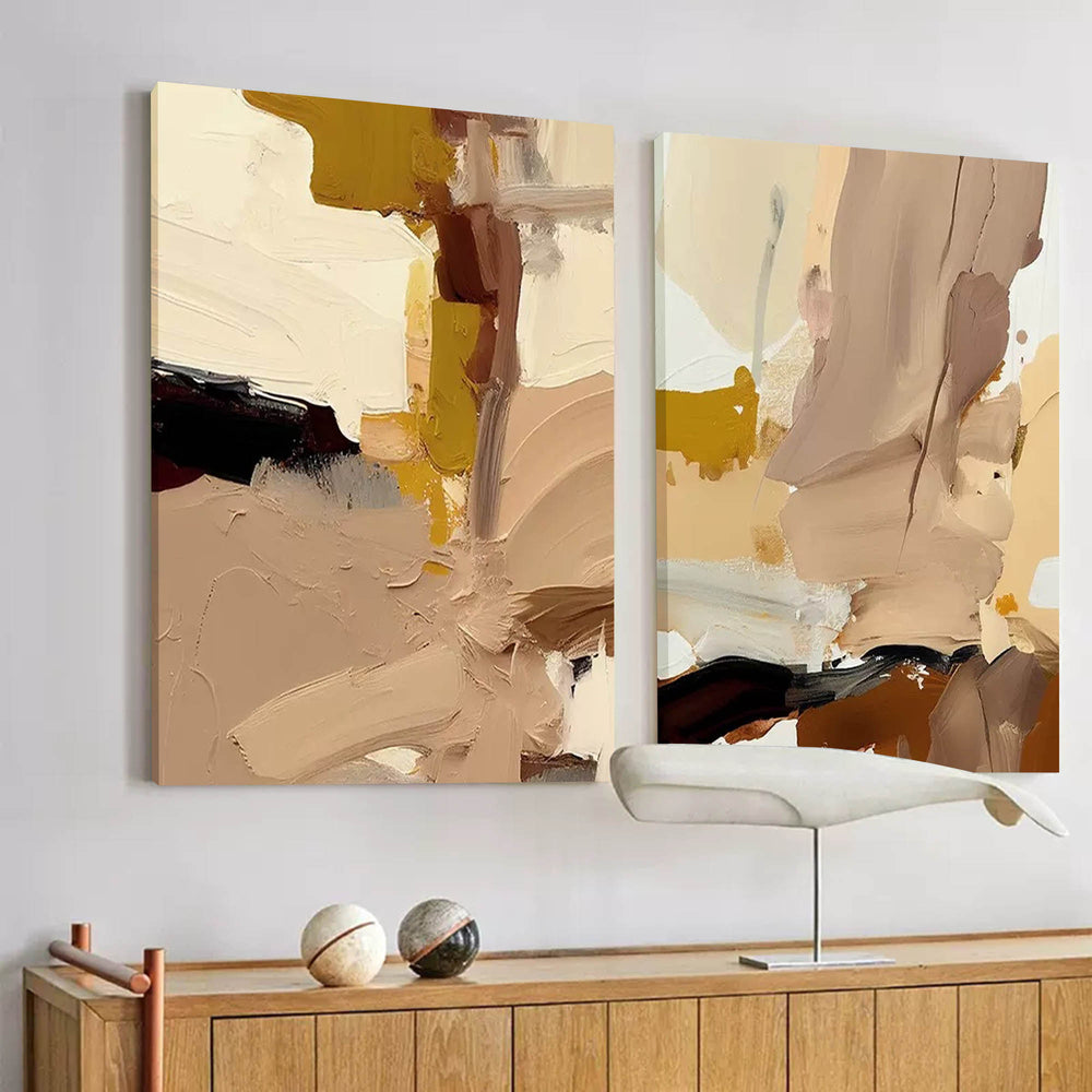 Contemporary Minimalist Art 2 Piece Set Textured Abstract Minimalist ...