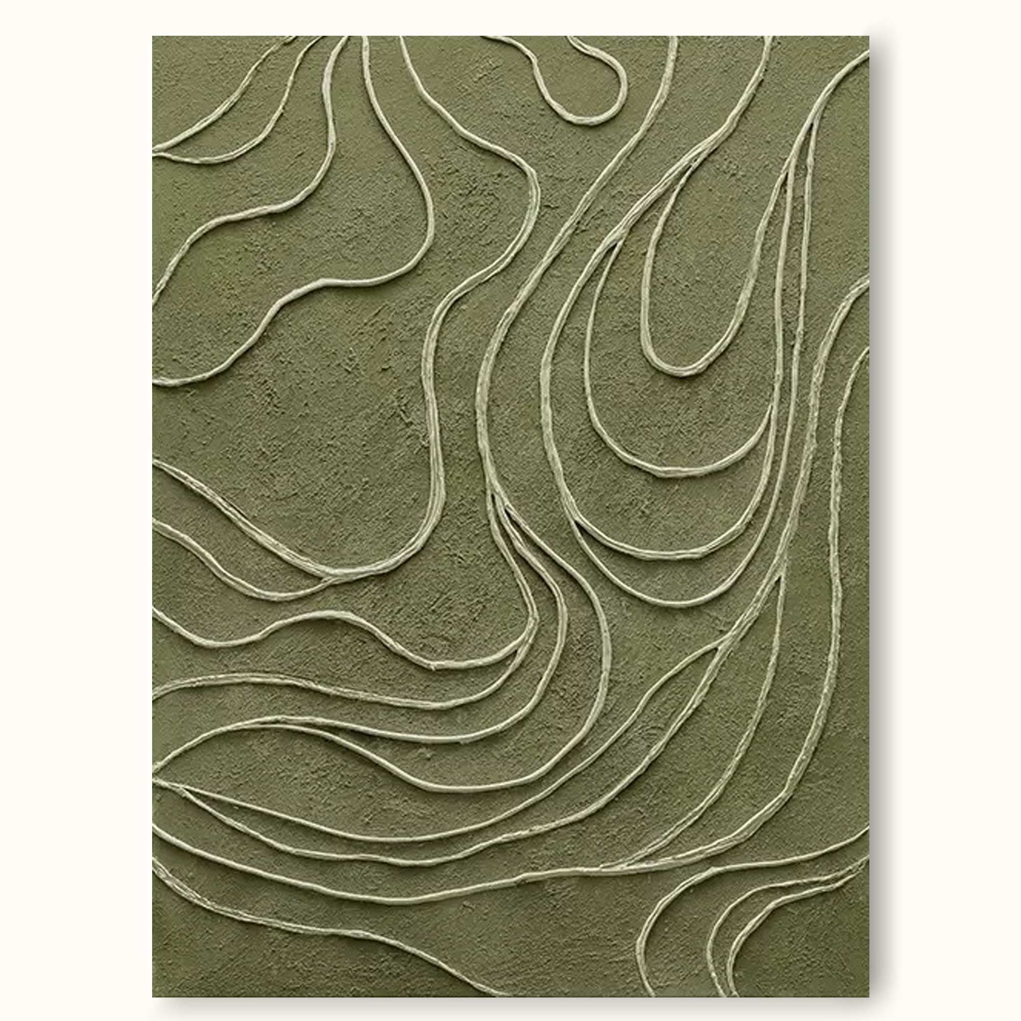 Green Abstract Minimalist Line Art Framed Contemporary Minimalist Art ...