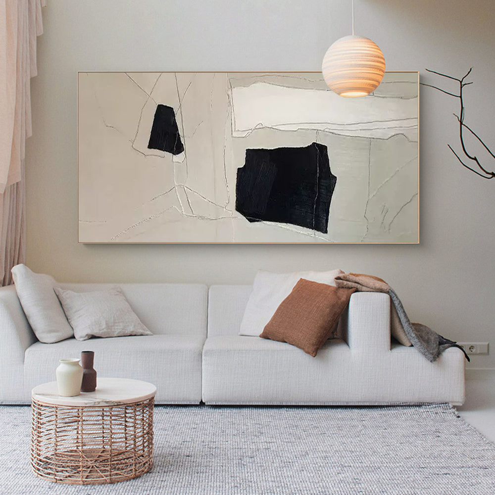 Large Texture Minimalist Geometric Painting Oversized Neutral ...