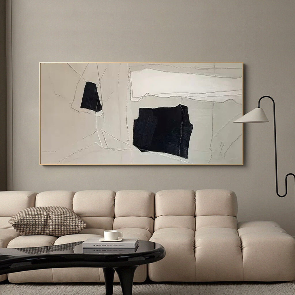 Large Texture Minimalist Geometric Painting Oversized Neutral ...