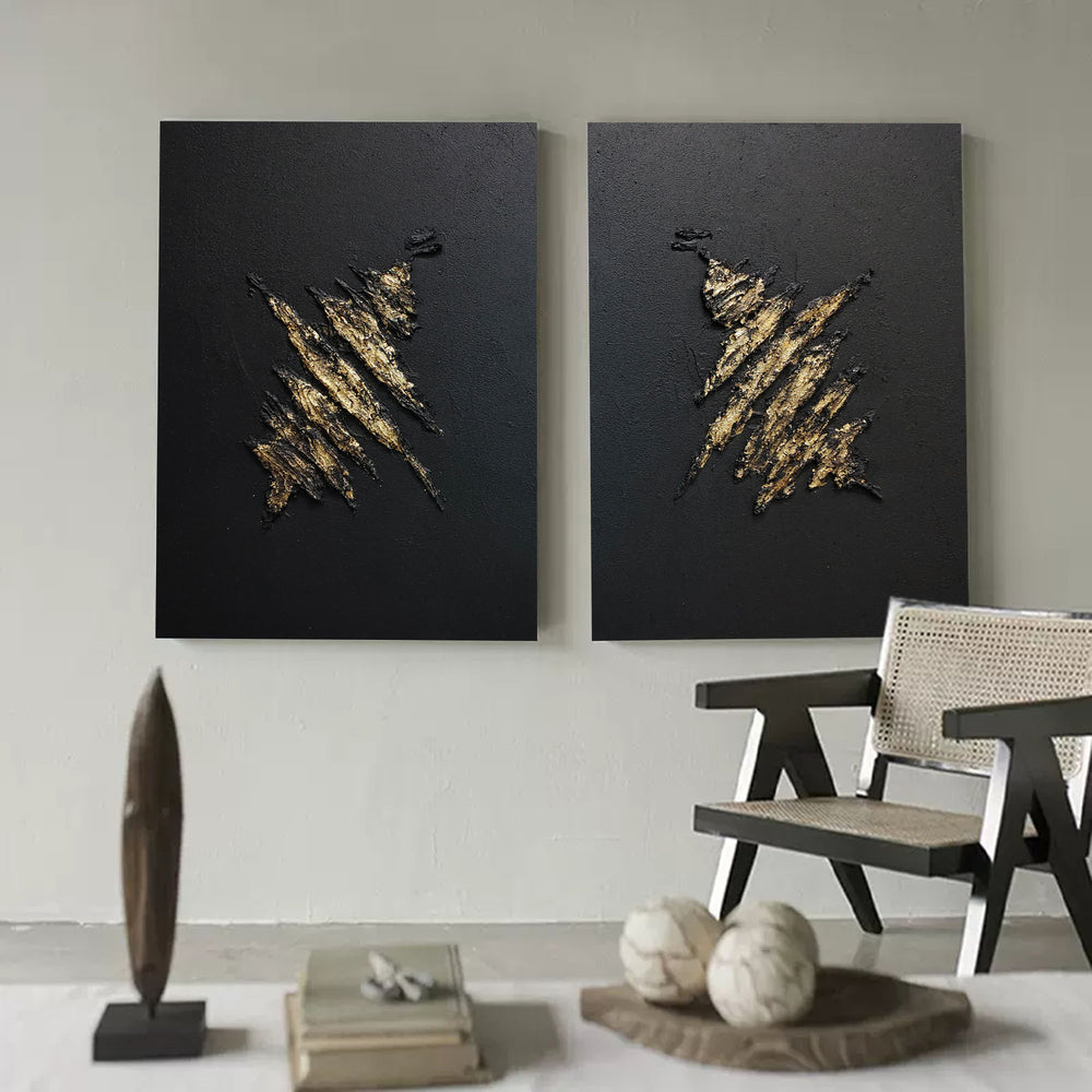 Black And Gold Texture Minimal Art Textured Minimal Canvas Painting ...