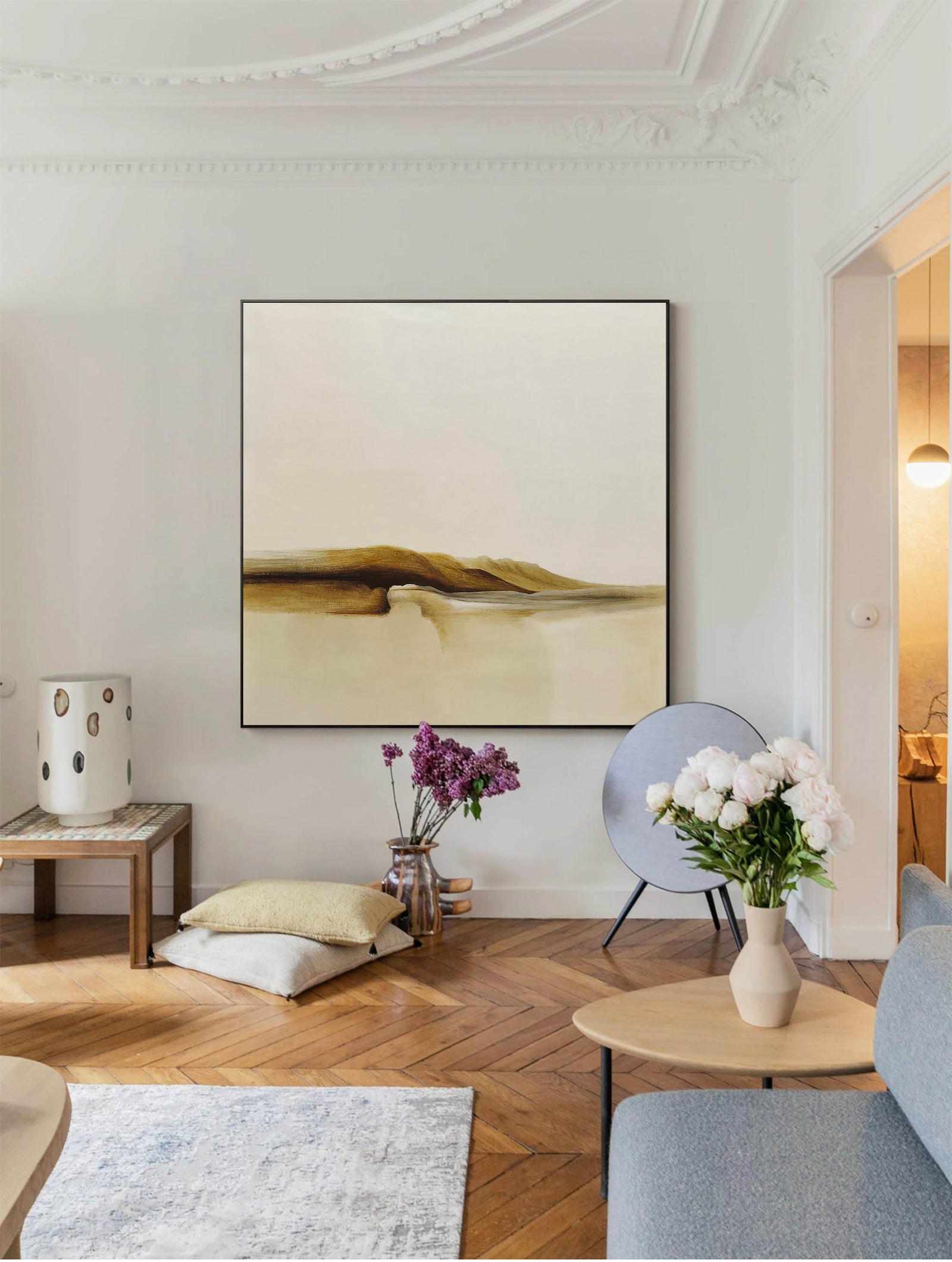 Modern Minimalist Abstract Landscape Painting Square Minimal Acrylic ...