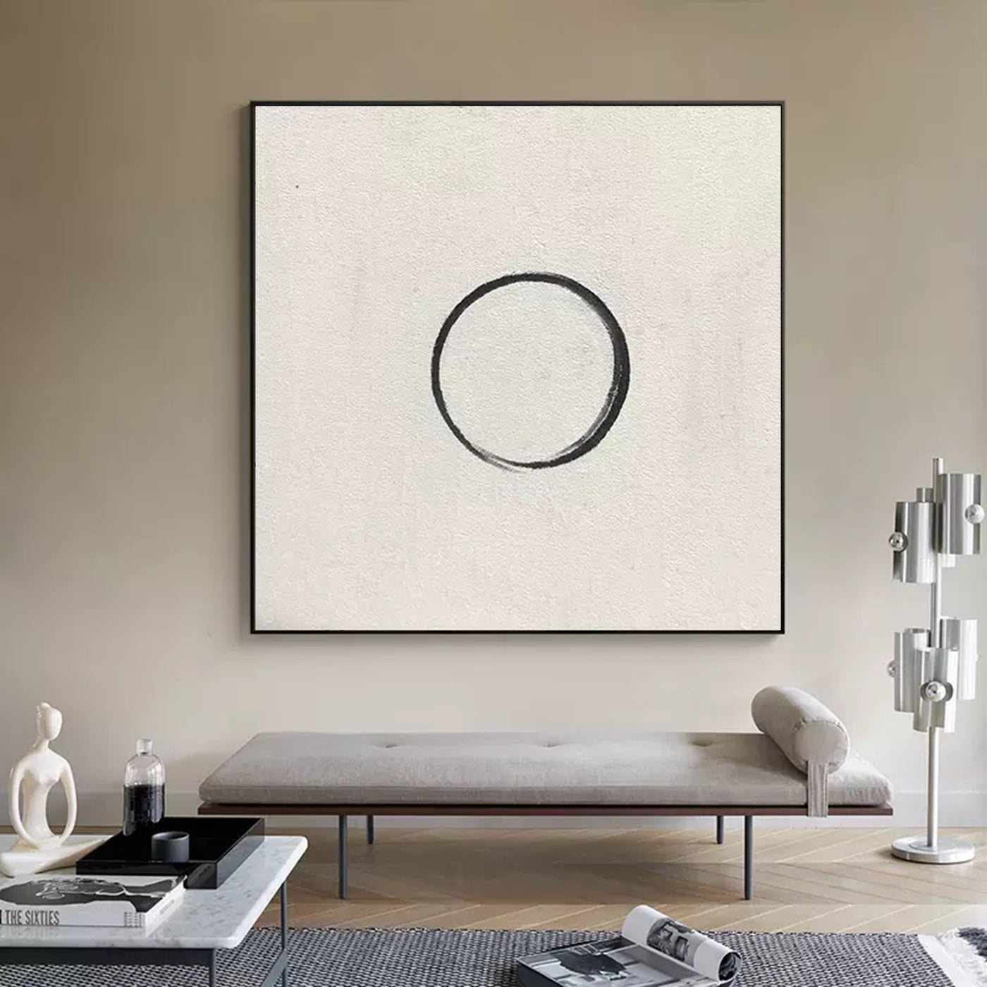 Circle Minimalist Art Minimalist Black And White Painting On Canvas ...