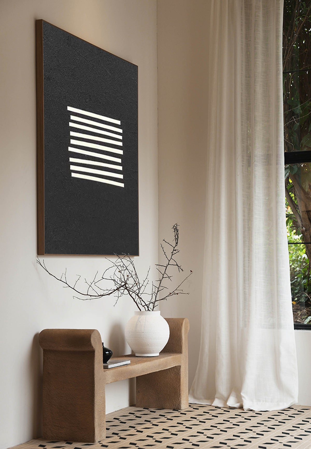 Black And White Minimalist Line Wall Art Acrylic Modern Minimalist ...